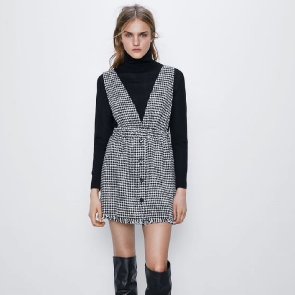 Zara Tweed Pinafore Dress - Gem